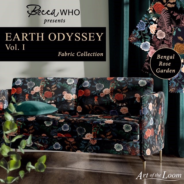 Bengal Rose Garden Fabric - Fierce - House Decor Interiors