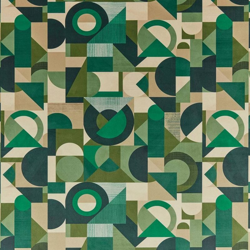 Geometrica Velvet Fabric - Jadeite - House Decor Interiors