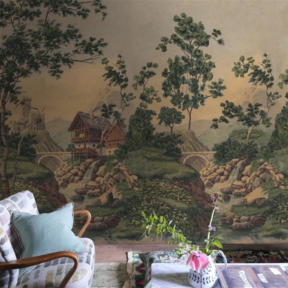 Castle Scene 2 Wallpaper - Forest | John Derian Picture Book Wallpapers ...