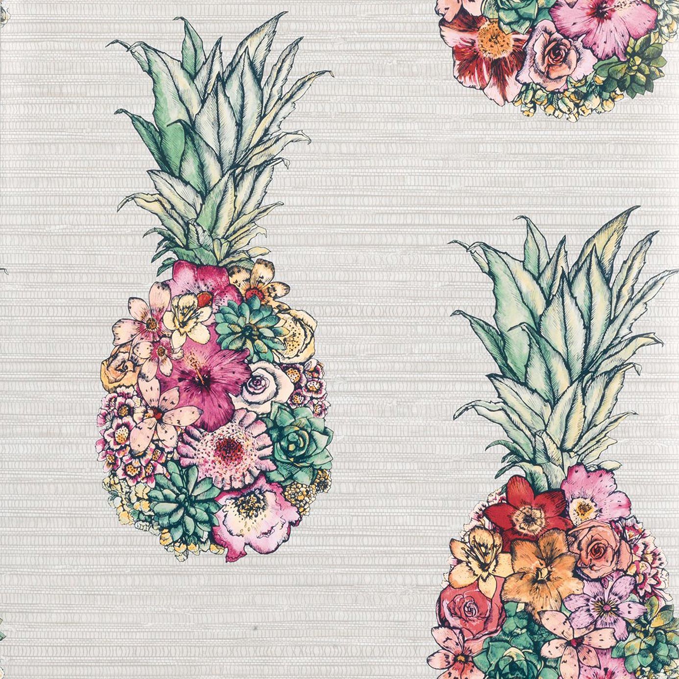 Ananas Wallpaper - Cerise / Lemon / Mint - House Decor