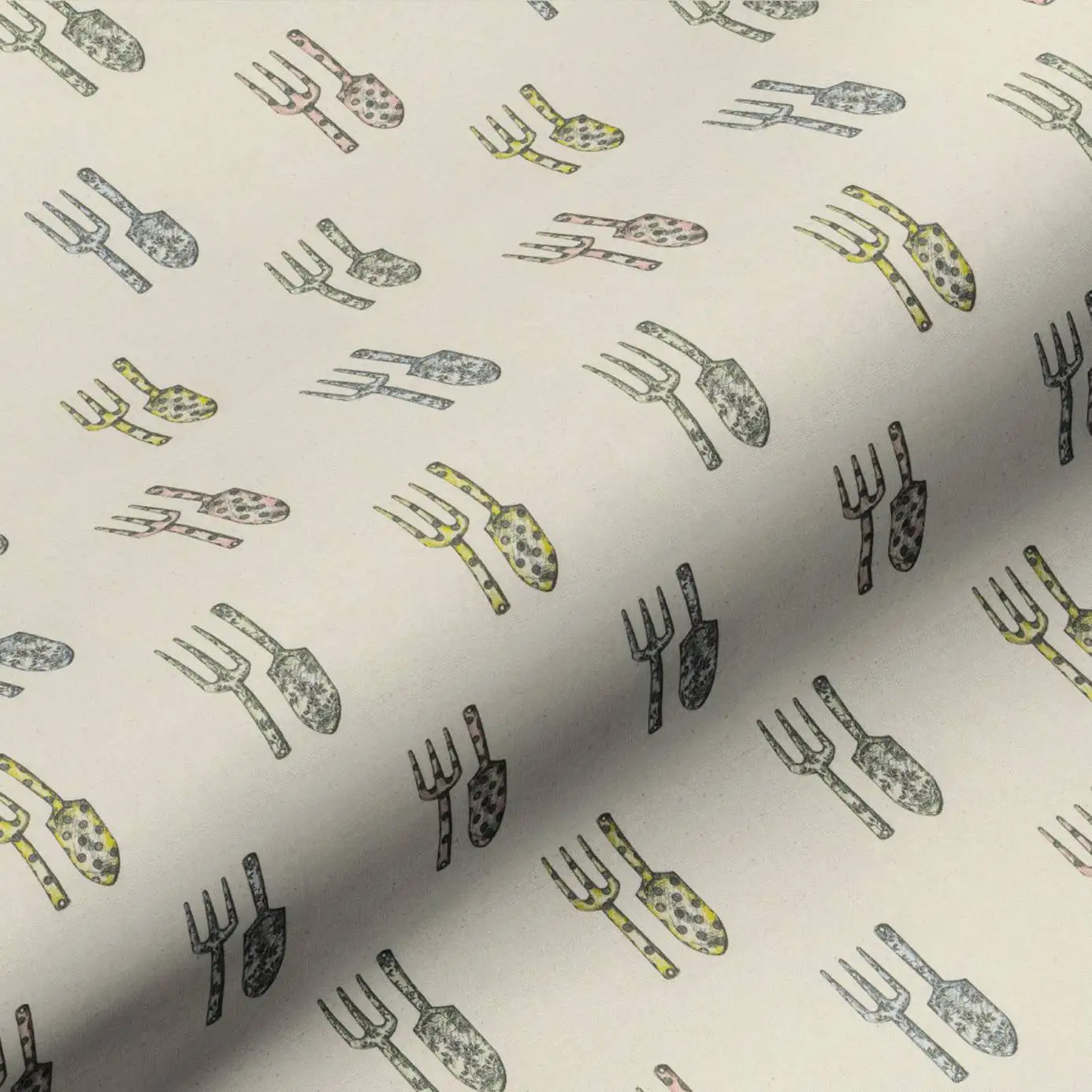 Trowel And Fork Fabric - Natural | Art Of The Loom English Country ...
