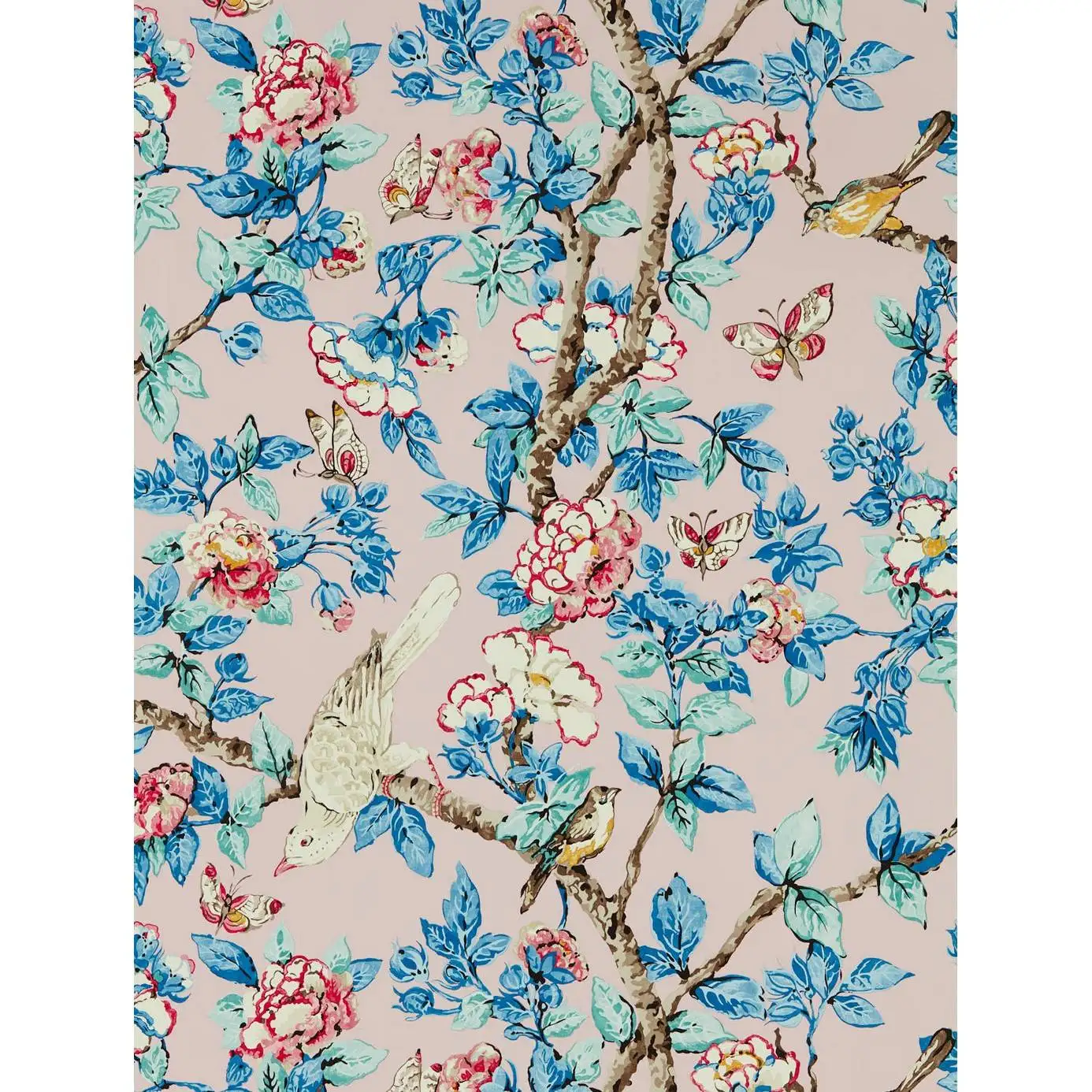 Caverley Wallpaper - Rose / French Blue | Sanderson One Sixty ...