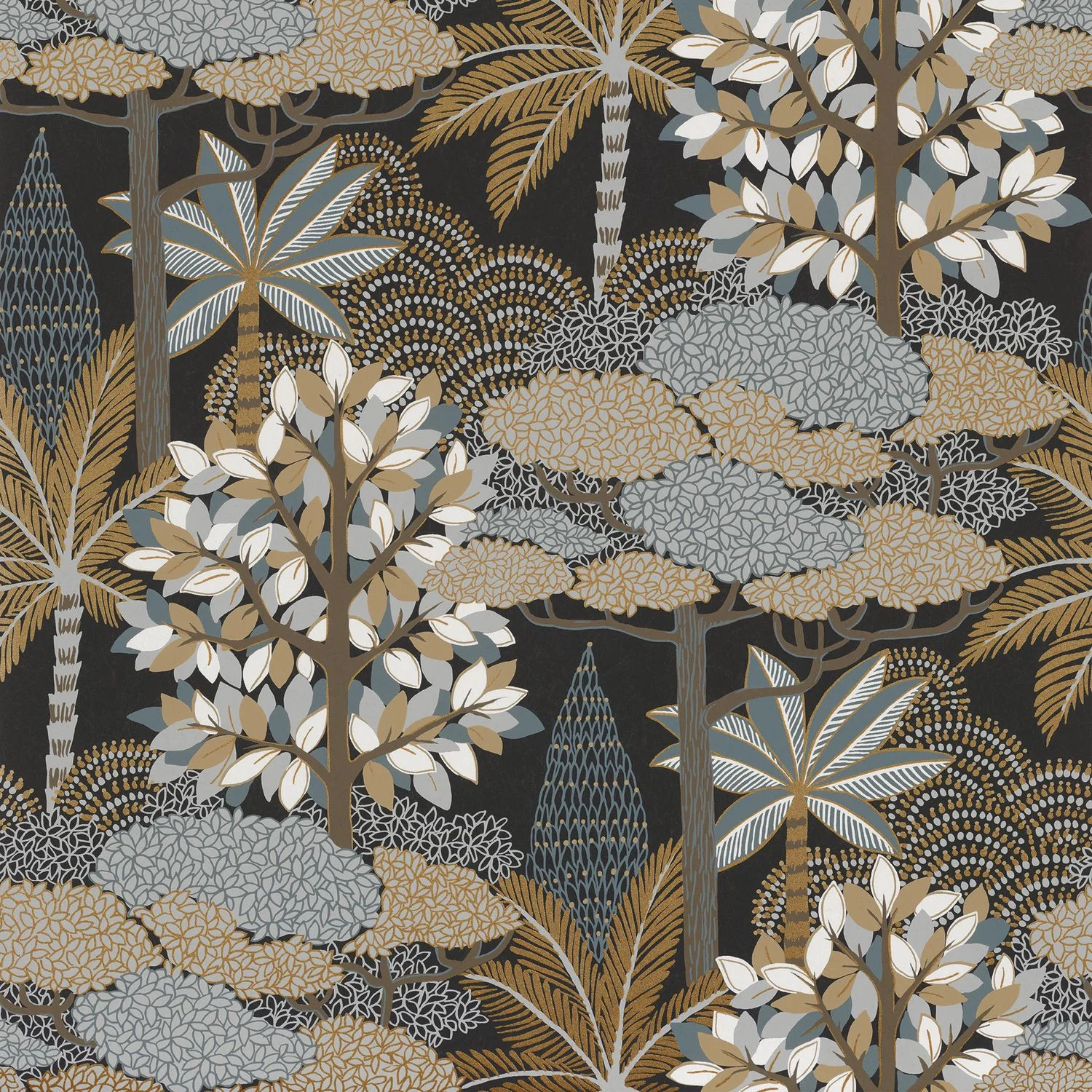 Marakanda Wallpaper - Noir / Cuivre - House Decor Interiors